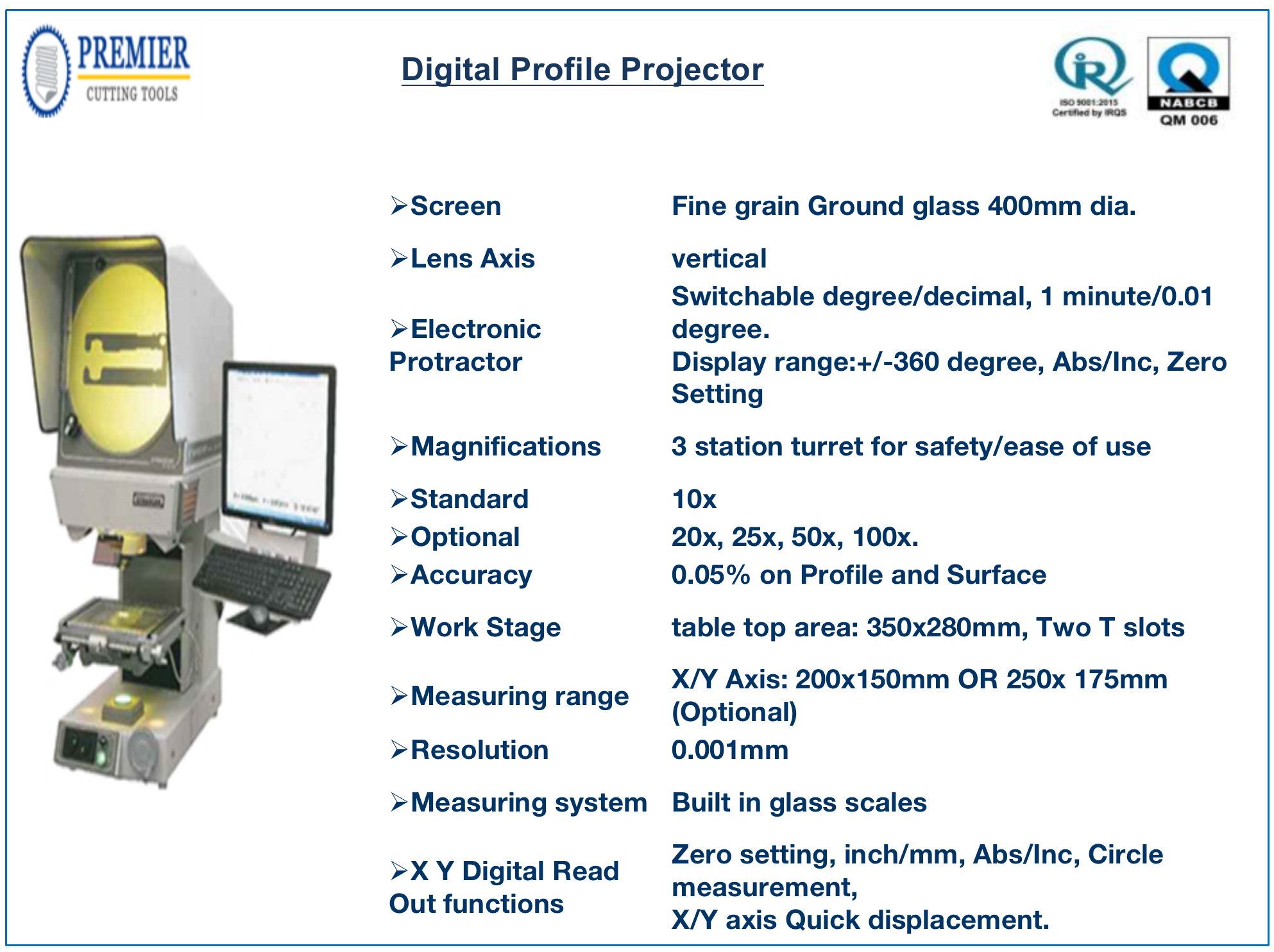 Machinery Details - PREMIER CUTTING TOOLS